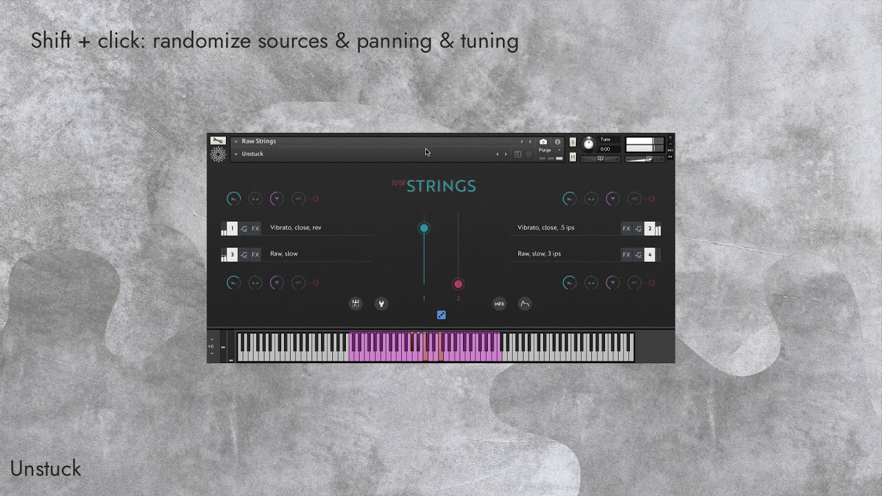 RAW Strings randomized sound sources