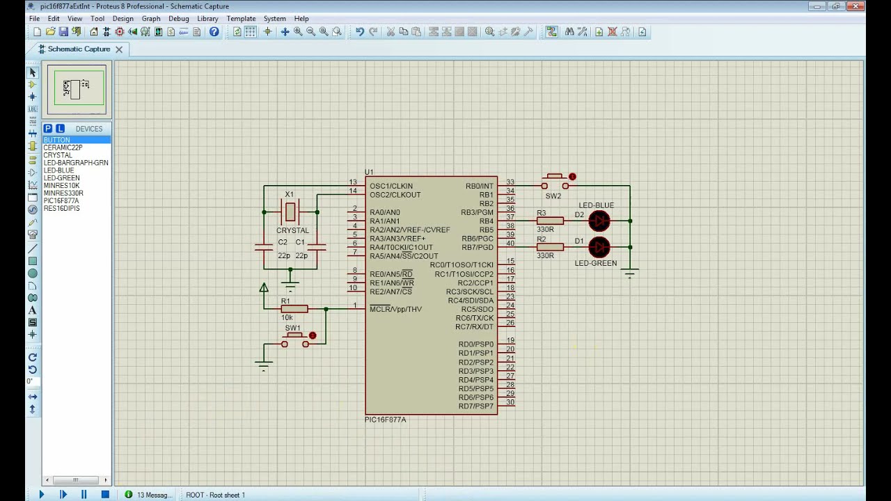PIC16F877A External Interrupt Programming in XC8