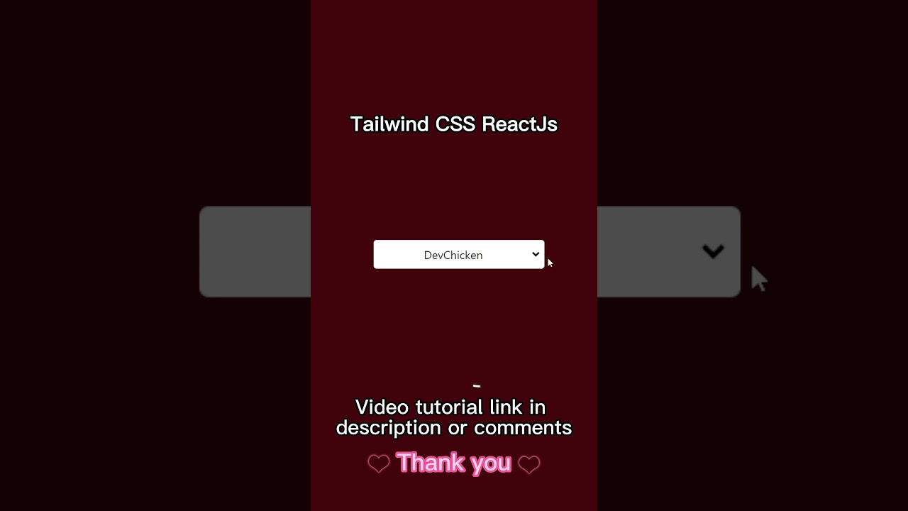 Select Dropdown with Tailwind CSS & ReactJS #reactjs #tailwindcss #shortvideo #dropdown #selection