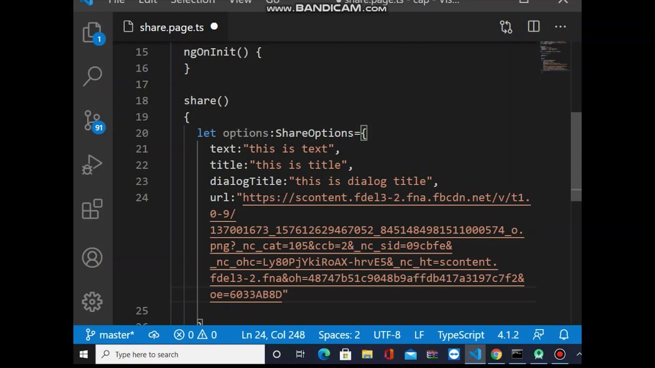 capacitor share plugin in ionic app