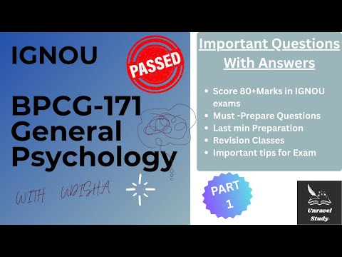 IGNOU BPCG171 Important Questions+Answer(Part-1) General Psychology Explained @UnravelStudy