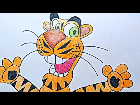 Happy Tiger Cartoon Drawing For Kids By Doms Sketch And Pencil Staedtler Colours