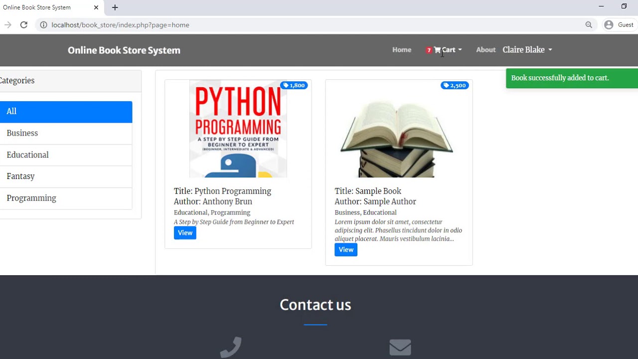 Online Book Store System using PHP/MySQLi Demo
