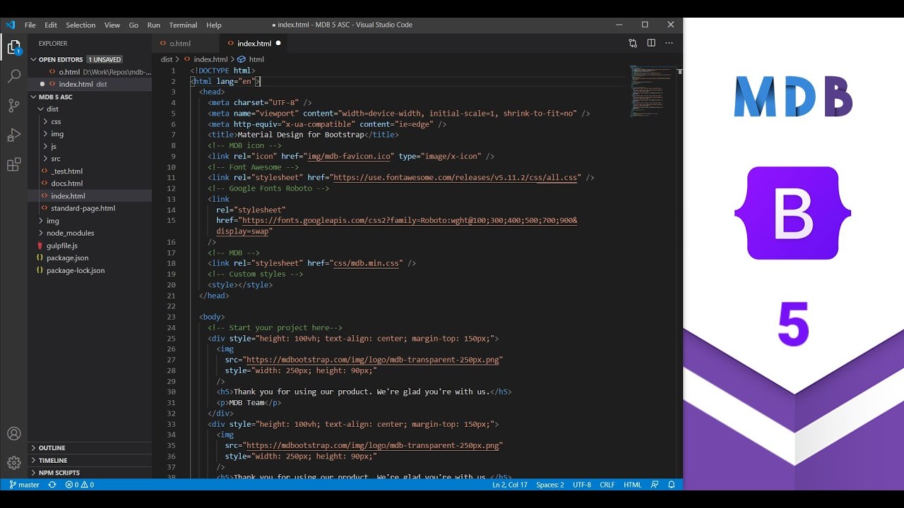 MDB 5 - Manual installation (Bootstrap 5 & Material Design 2.0)