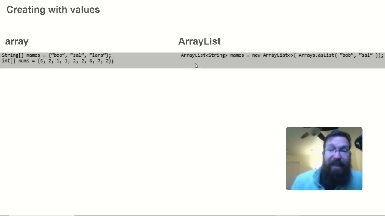 array vs. ArrayList - rapid review