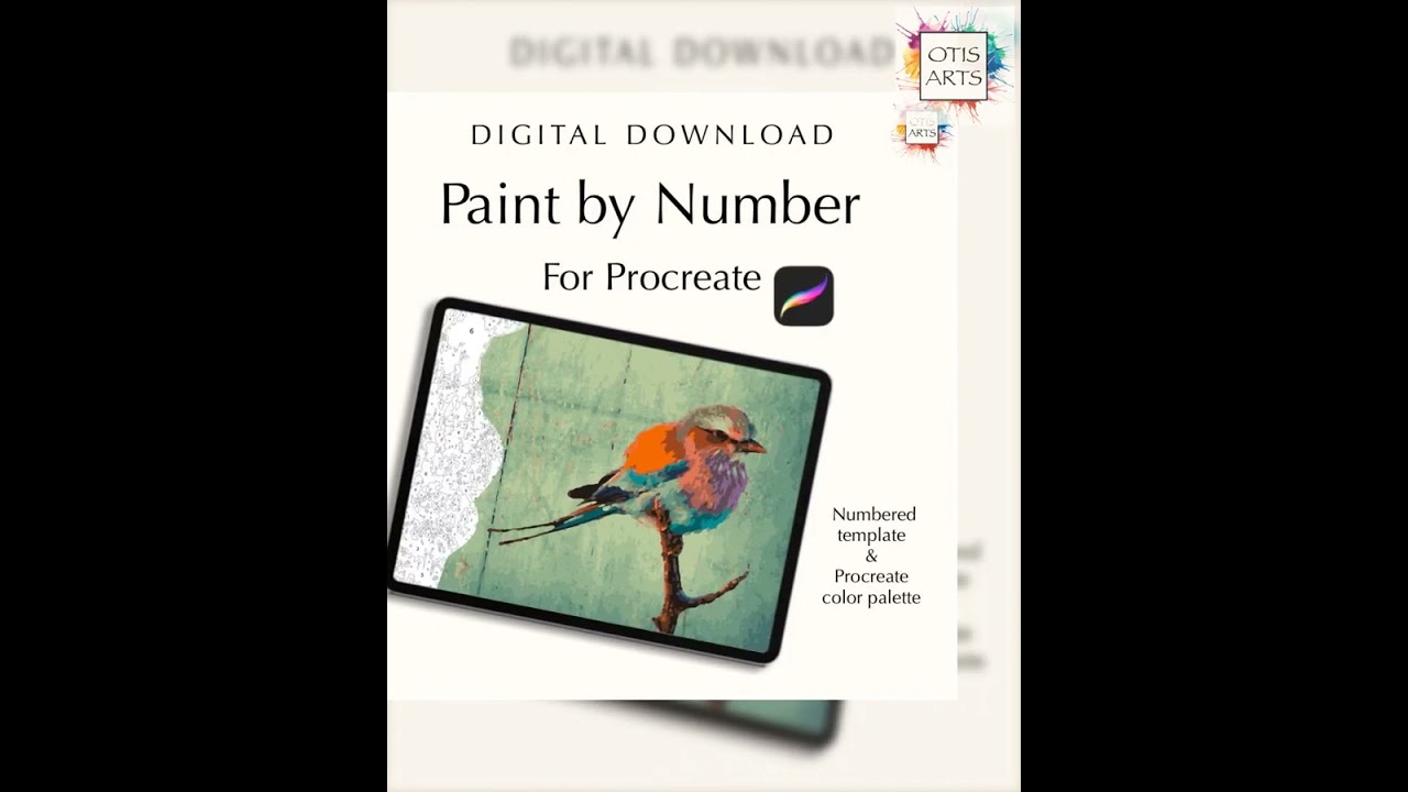 Paint by Number Digital Kit for Procreate - Vibrant Colorful Bird