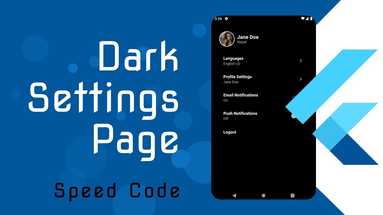 Flutter - Dark Settings UI - Speed Code