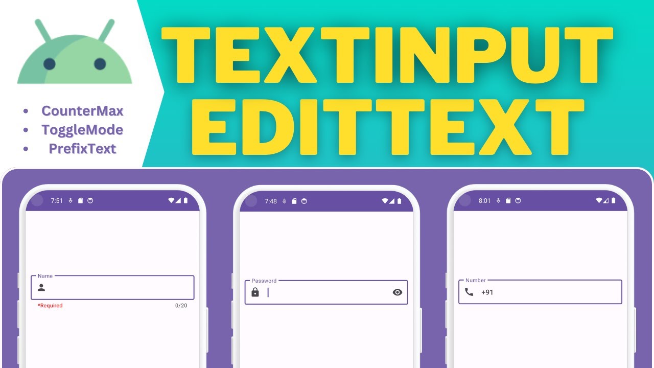 Material design TextInputEditText | Android Studio Tutorial 2023 | YousFul🧑‍💻
