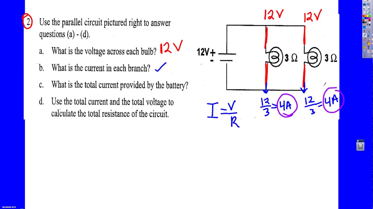 Parallel Circuit worksheet example