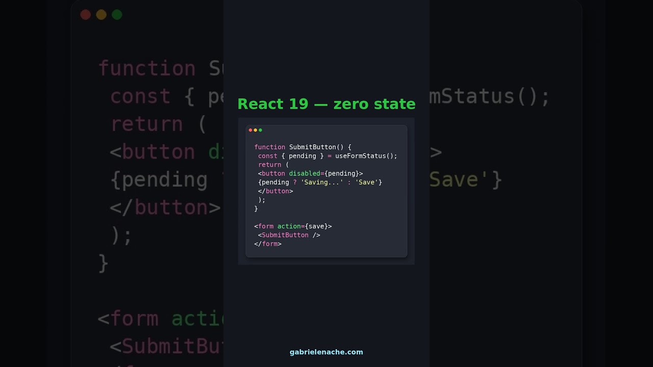useFormStatus - the React 19 button trick #reactjs #react19 #webdev #forms #frontend