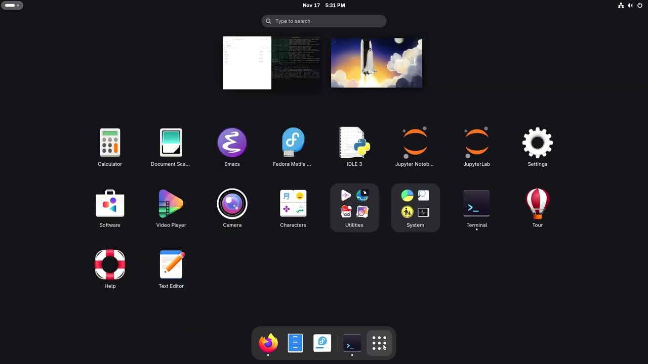 fedora live python classroom x64 Running in Oracle VirtualBox