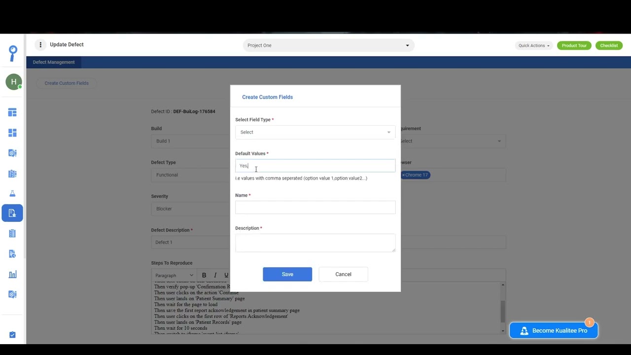 Defect Management Creating Defects