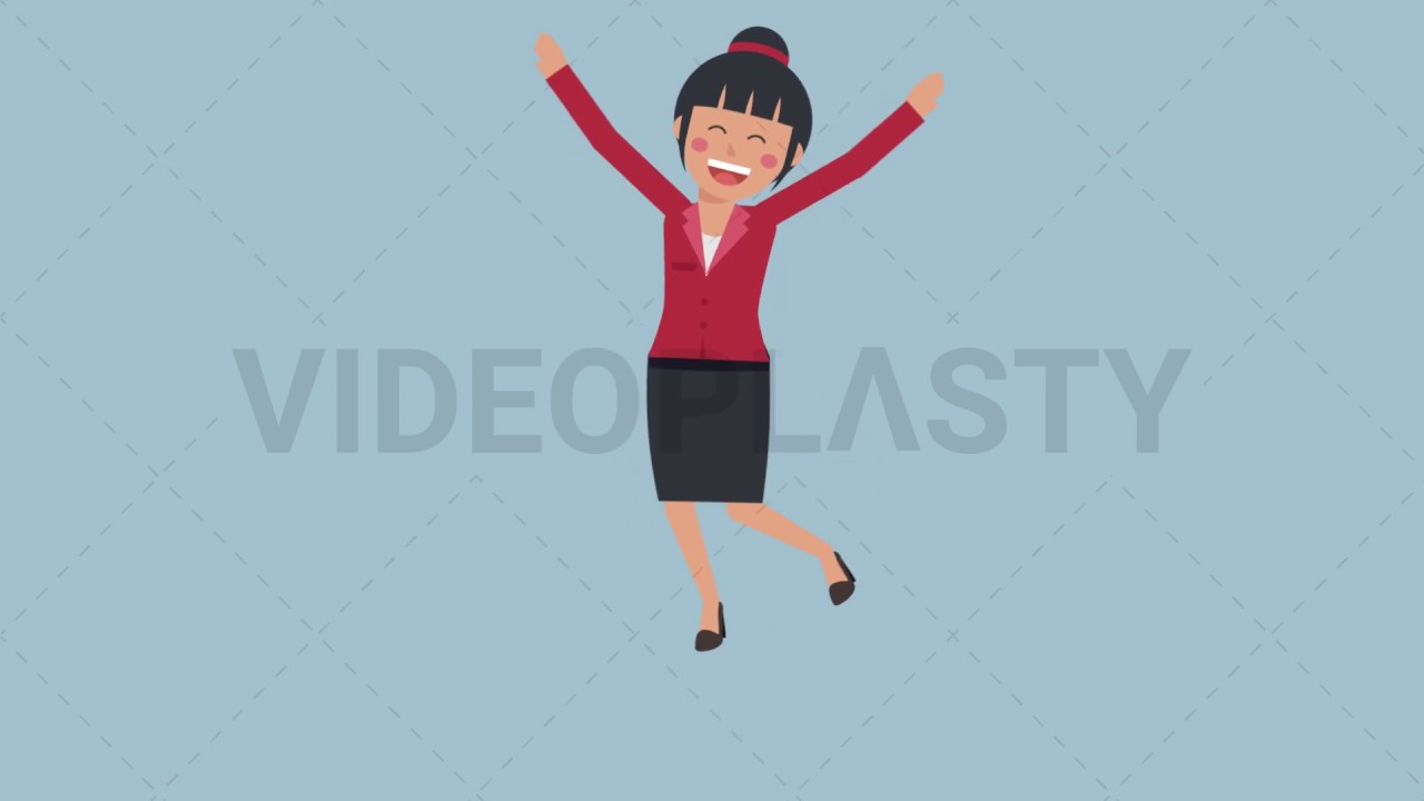 Asian Corporate Woman Jumping for Joy Animation [MOV & GIF]