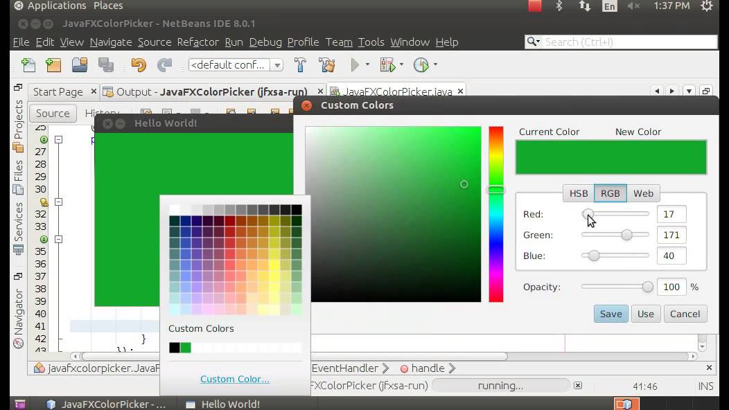 JavaFX 8 ColorPicker to fill Background