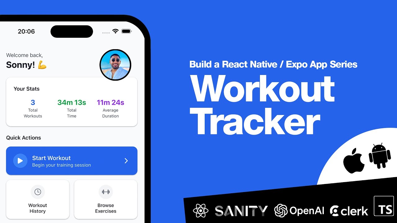 🔴 Let's build an AI Workout Tracker with REACT NATIVE! (Sanity, Clerk, Expo, Nativewind, OpenAI)