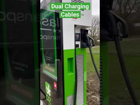 The EVDC-120S is a 120 kW DC fast charging station with an integrated media screen for advertising
