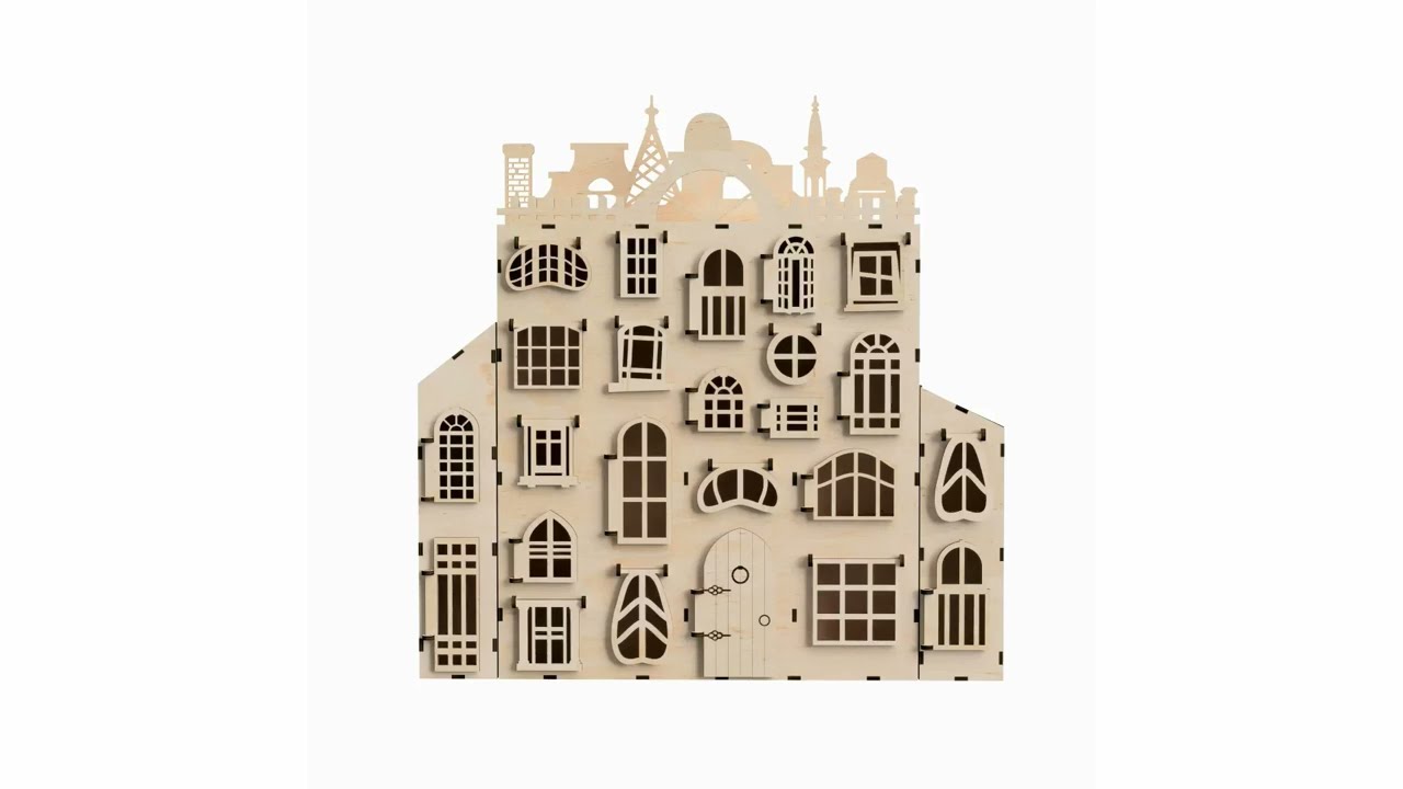 Assembly instruction Advent calendar 20 or 24 different windows, files for laser cutting