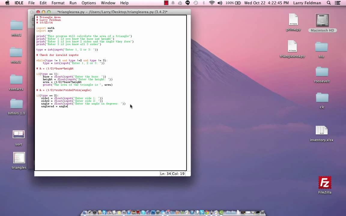 Python Program to Calculate Triangle Area Using 3 Methods