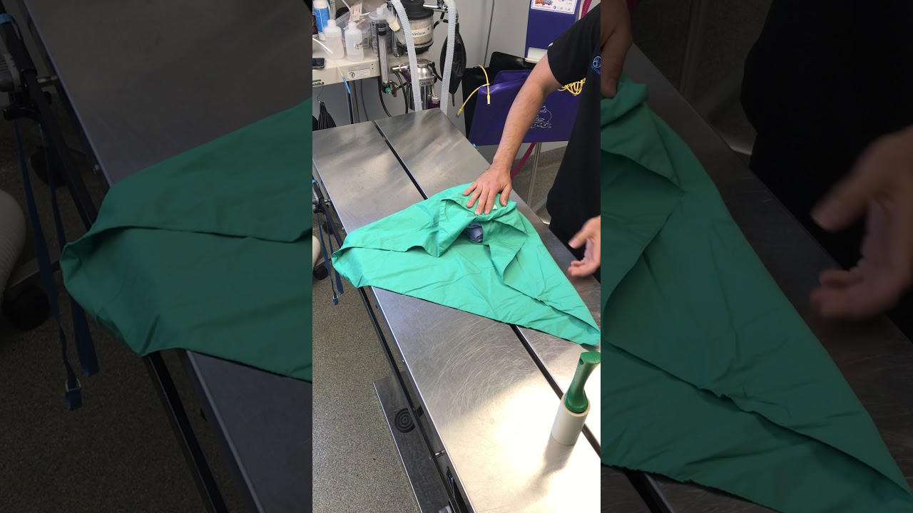 How to wrap a veterinary surgical pack