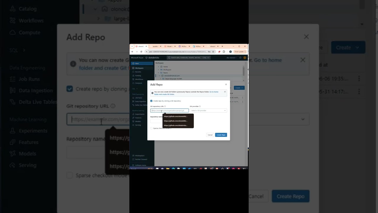 Databricks: Clone your repository into your Databricks WorkSpace