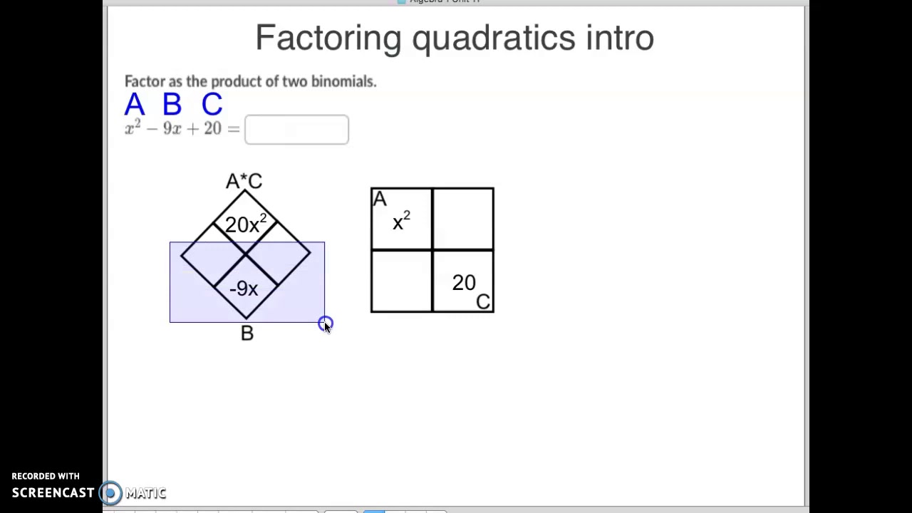 Factor quadratics intro (Diamonds & Rectangles)