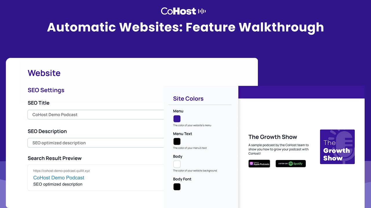 Automatic Websites: Feature Walkthrough
