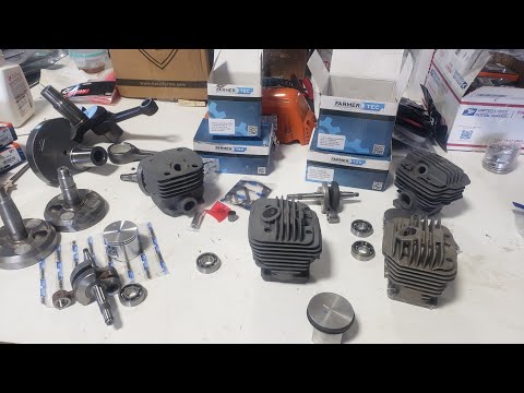 Husqvarna 372xp VS Stihl 044 ms440 chainsaw parts talk cylinder porting & crankshaft design