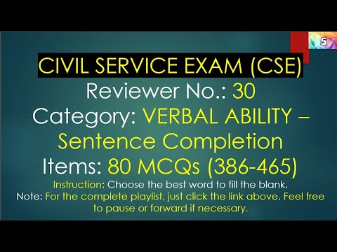 CSE Reviewer No. 30 - VERBAL ABILITY - Sentence Completion - 386-465