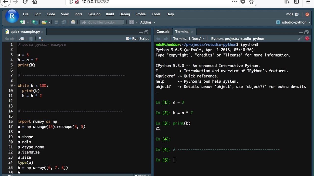 Using python inside the RStudio Server IDE