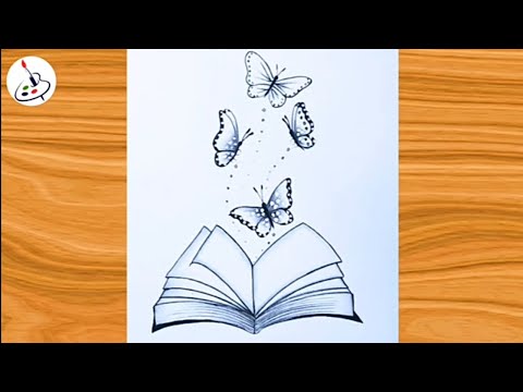 Drawing of an Open Book with Butterflies||Pencil Sketch||Easy Drawing ideas for Beginners