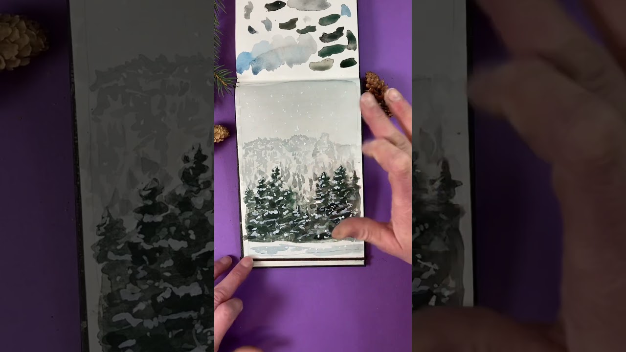 Snowy Mountain Watercolor! #watercolortips #watercolorlandscapepainting #snowart