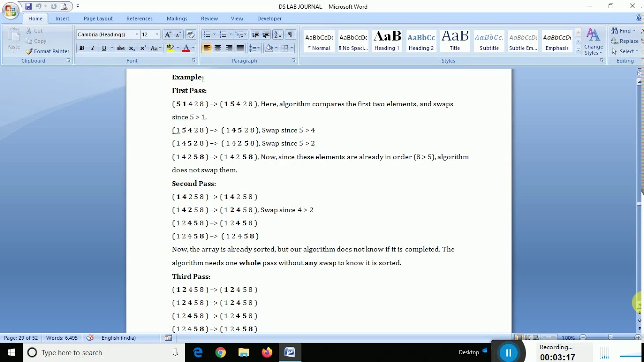 DS 12th LAB PROGRAM BUBBLE SORT