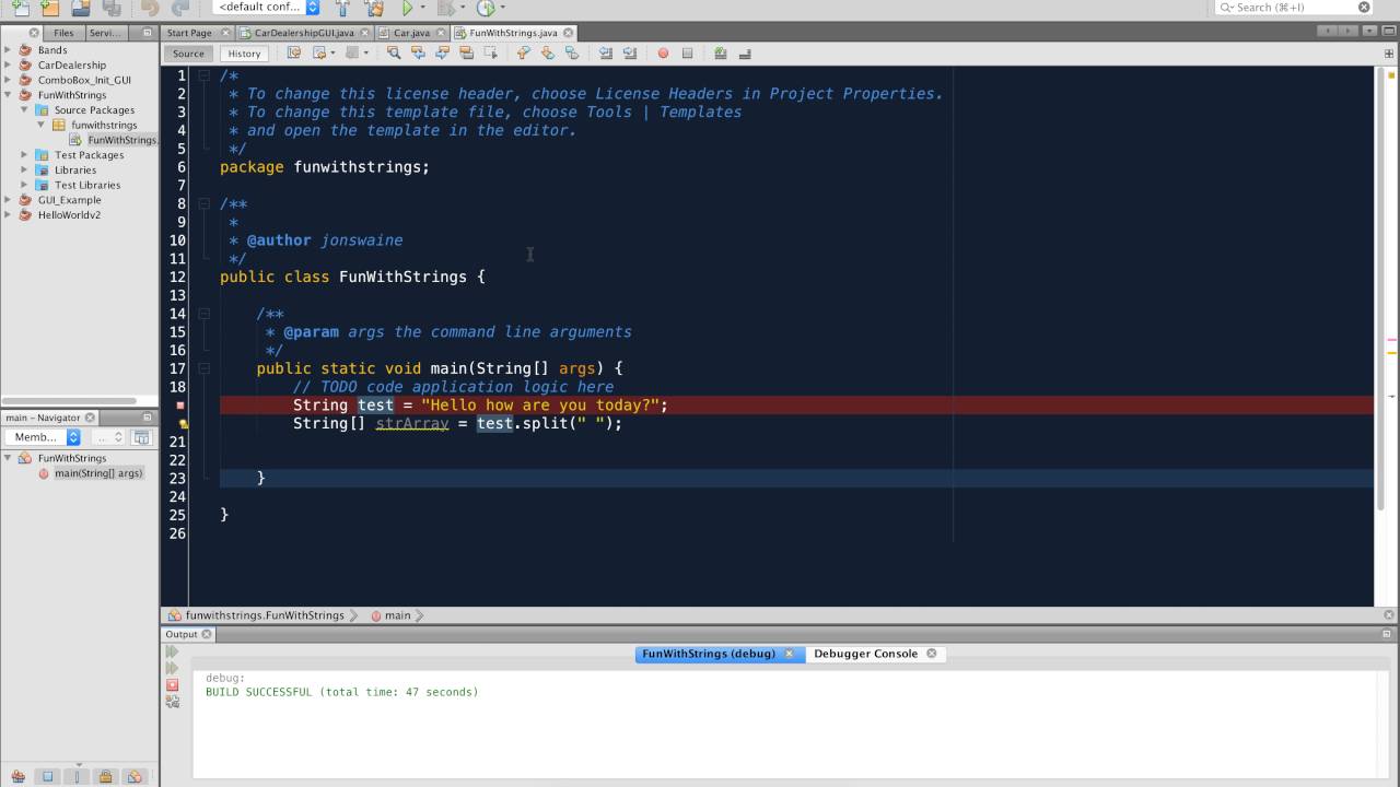 Java Programming - String Functions - split()