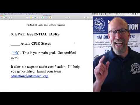 Get Certified As a Certified Professional Inspector CPI®: Step #1 Master Class for Home Inspectors