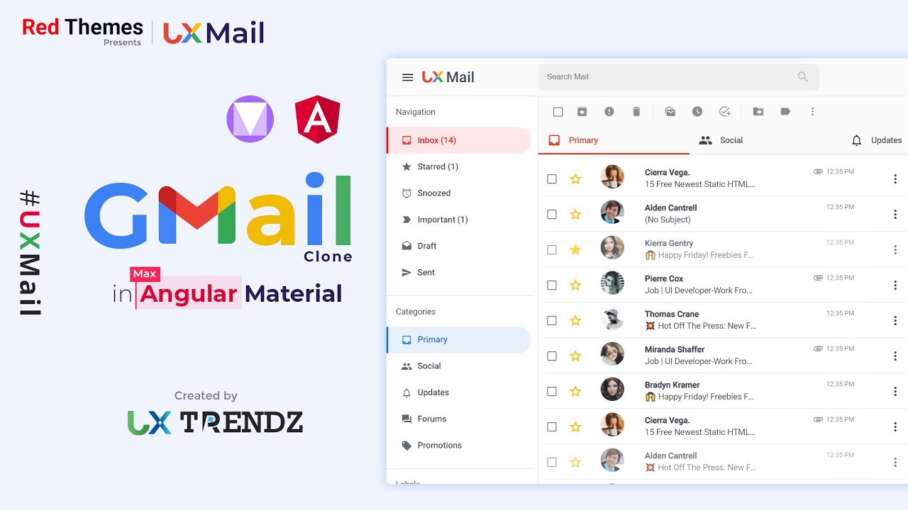 Angular + Material Template | Gmail Redesign