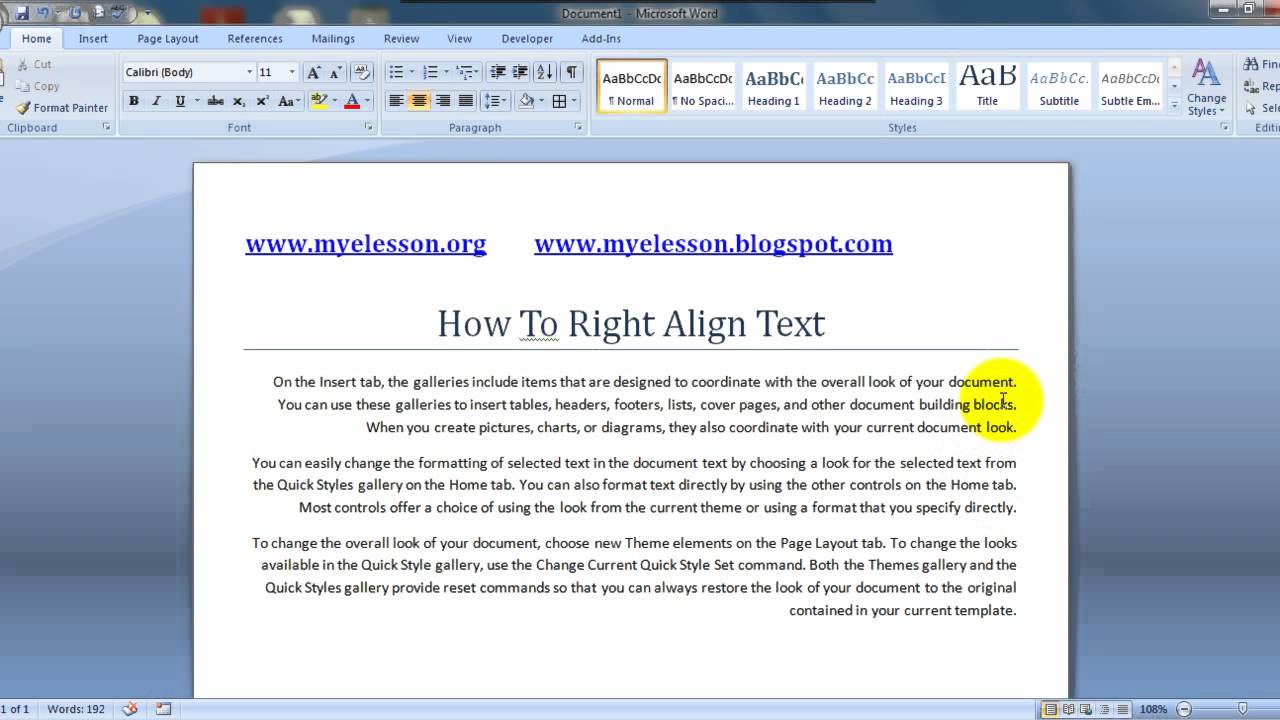 Ms Word Right Align Text Learn Excel Course Ms Word Course And Ms Excel Course Myelesson