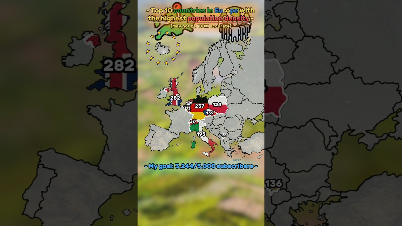 - Top 10 countries in Europe with the highest population density - #mapping #europe #people #shorts