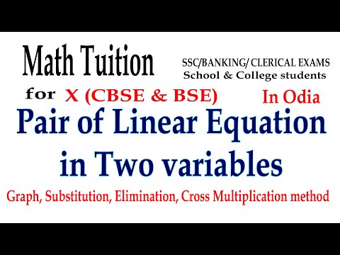 Pair of Linear Equation in Two variables/ pair of linear equation in odia/ X CBSE math/ Bhabyasree