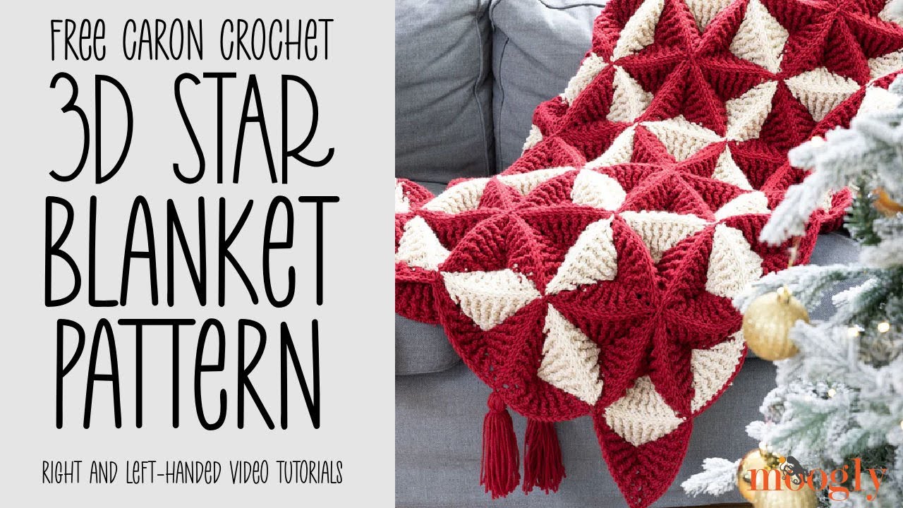 How to Crochet: Crochet 3D Star Blanket Pattern (Right Handed)