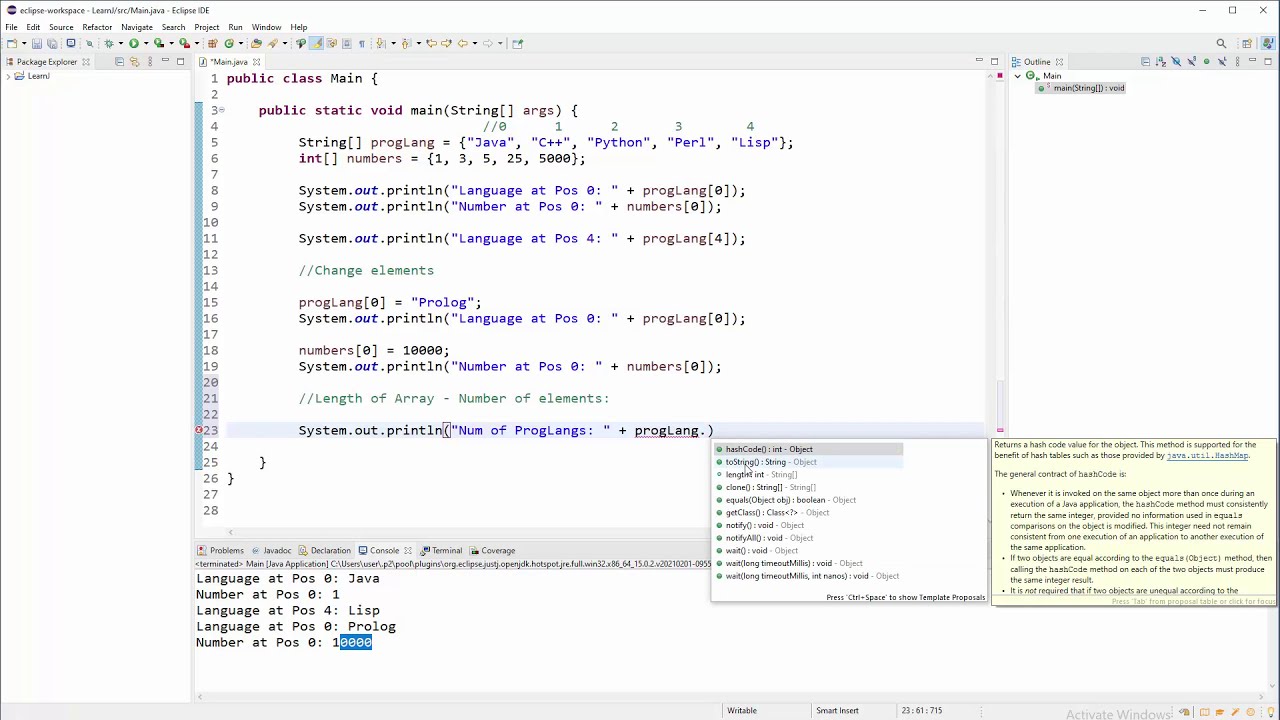 Java Tutorial - 18 - Array Operations