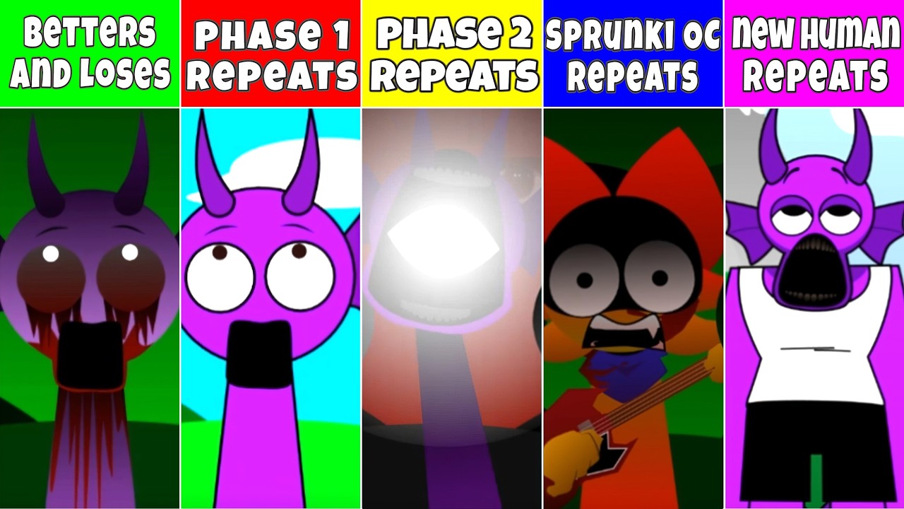 Sprunki Betters and Loses –  Phase 1 , Phase 2, New Human & OC All Repeat Fan Mod