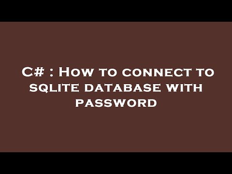 C# : How to connect to sqlite database with password