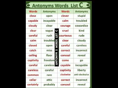 Antonym words list C #antonyms #speakenglish #like #shorts #subscribe #study #grammar #english