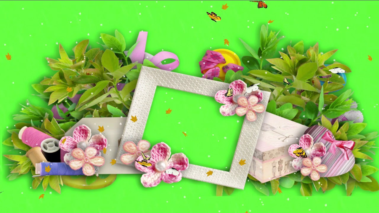 beautiful frame flower green screen effect