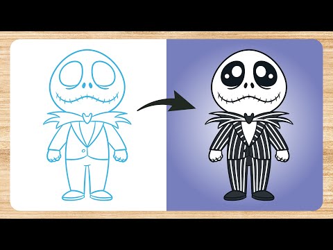 How to draw Jack Skeleton chibi | How to draw Jack Skellington easy