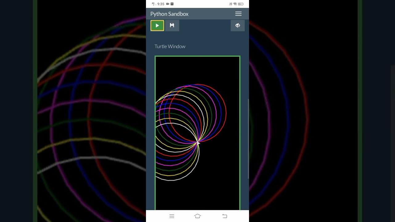 Draw a Spiral Circle Pattern using Turtle module in Python