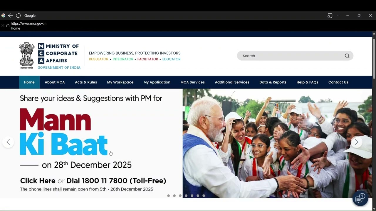 QUICK OVERVIEW OF MCA PORTAL |  MINISTRY OF CORPORATE AFFAIRS #cs #mca #youtube