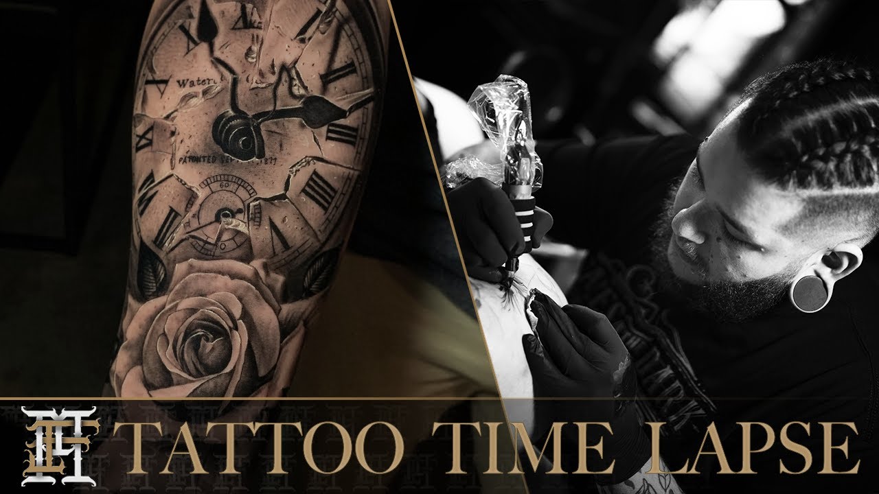 [LONG VERSION] Broken clock and rose Tattoo Time Lapse (2021)