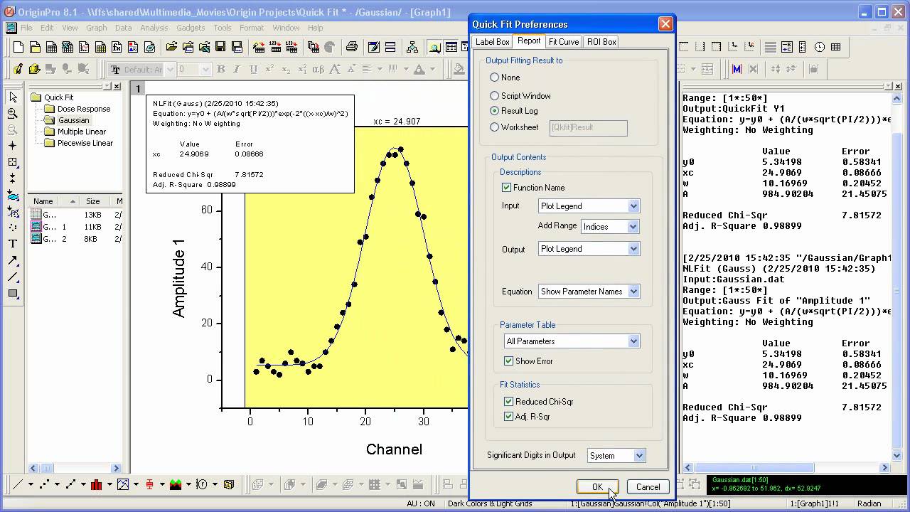 Curve Fitting: Origin: Quick Fit Gadget Part 1 - Fitting Multiple Ranges of a Data Plot