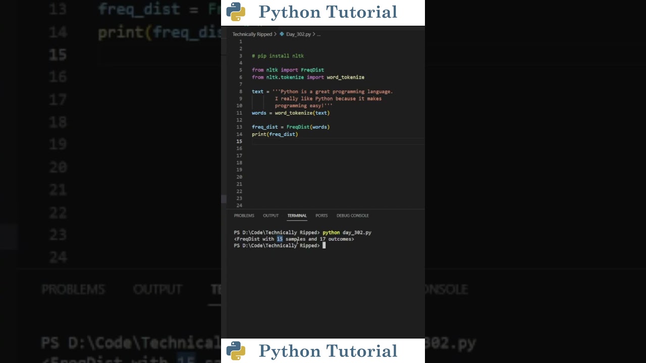 NLP Frequency Distribution (NLTK) | Python Tutorial